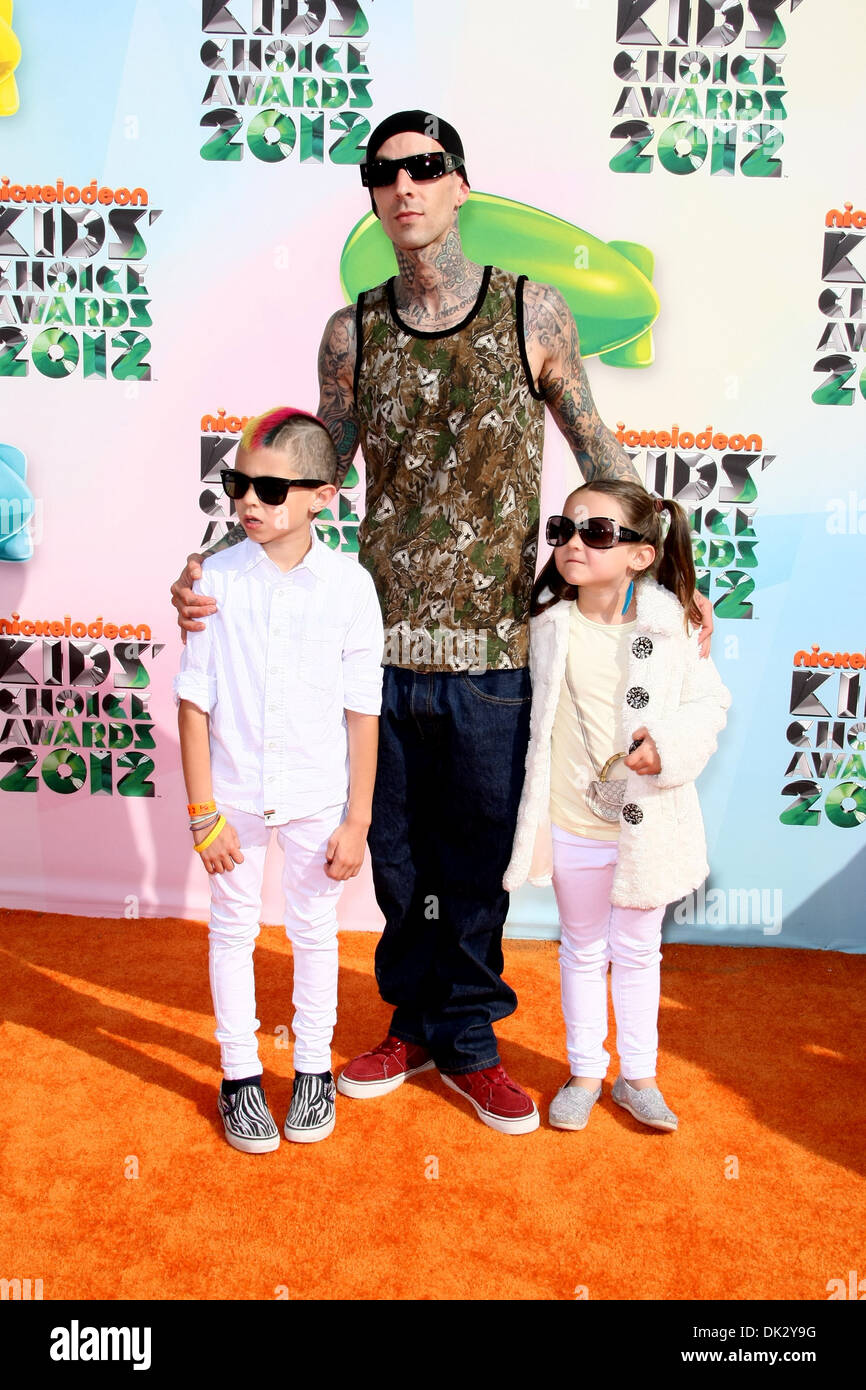 Travis Barker and children 2012 Kids Choice Awards held at Galen Center ...