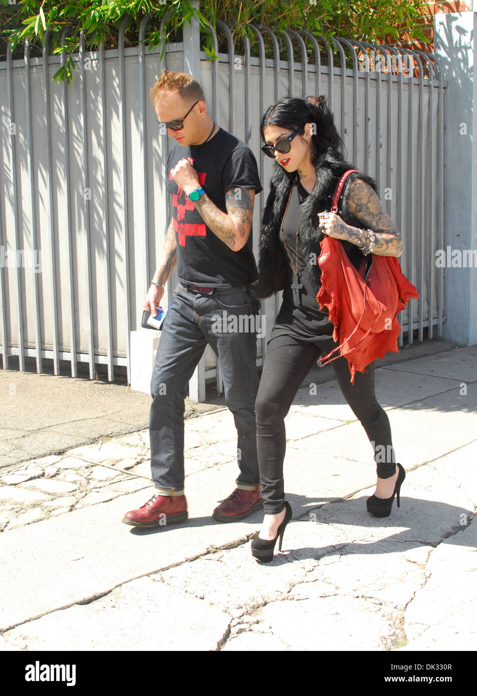 Kat Von D and a friend leaving Joan's on Third in West Hollywood Los ...