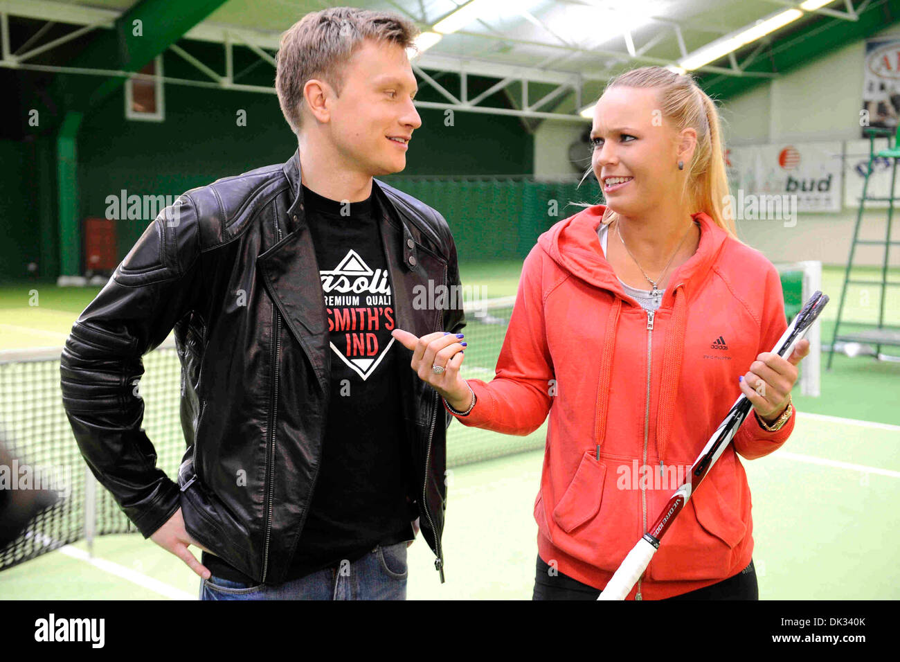 Tennis player Caroline Wozniacki is seen on set of her new music video ...