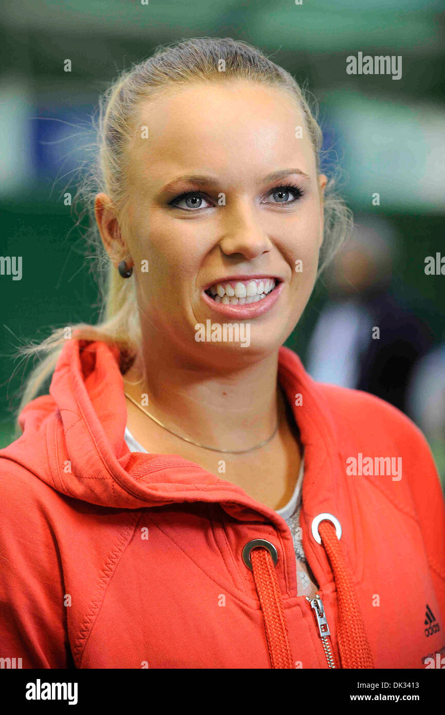 Tennis player Caroline Wozniacki is seen on set of her new music video ...