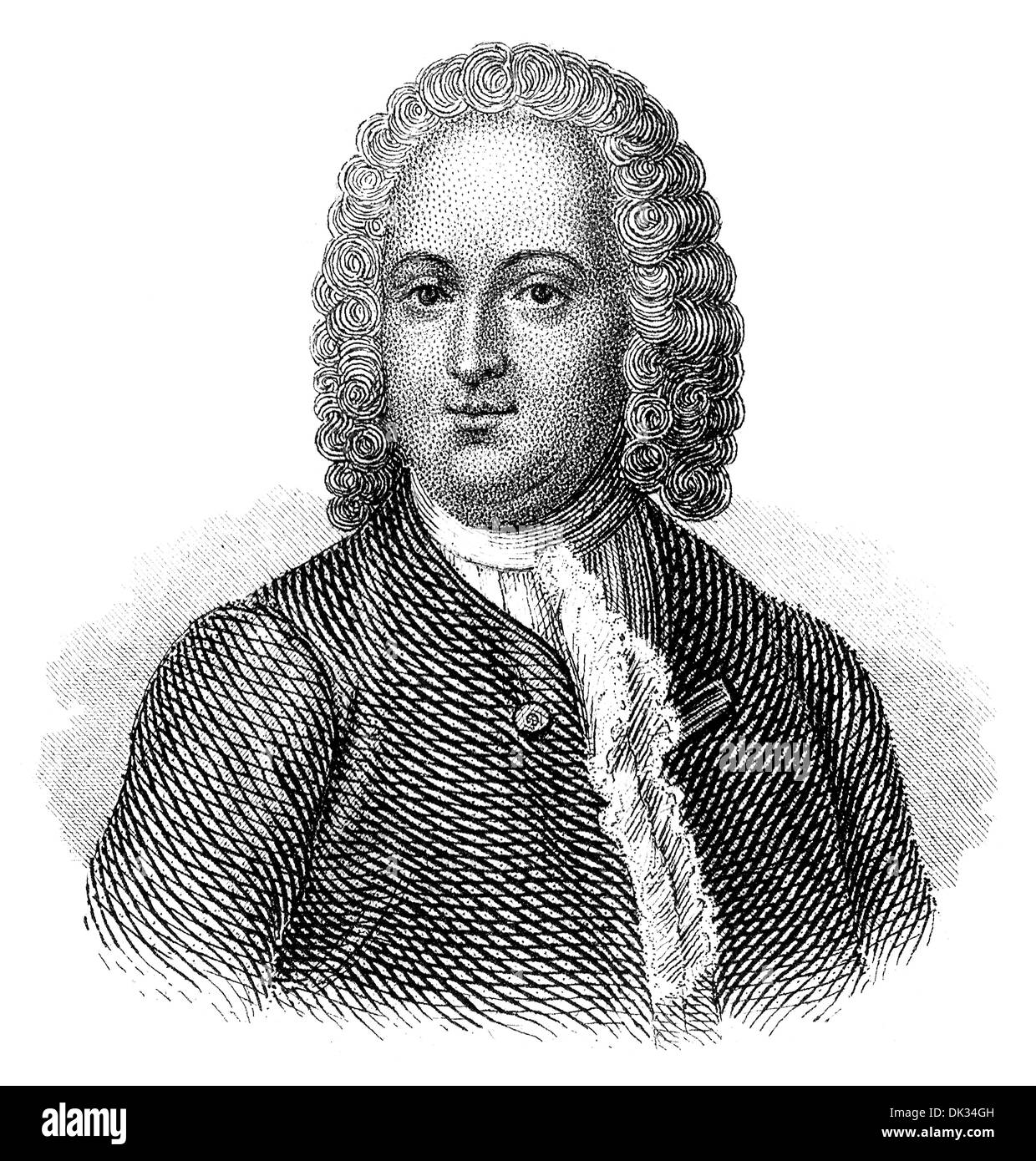 Friedrich von Hagedorn, 1708 - 1754, a German poet of the Rococo Stock ...