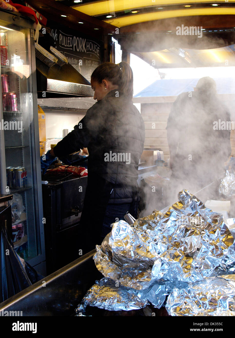 Mobile catering outlet with lots of steam, Exeter, Devon, UK Stock ...