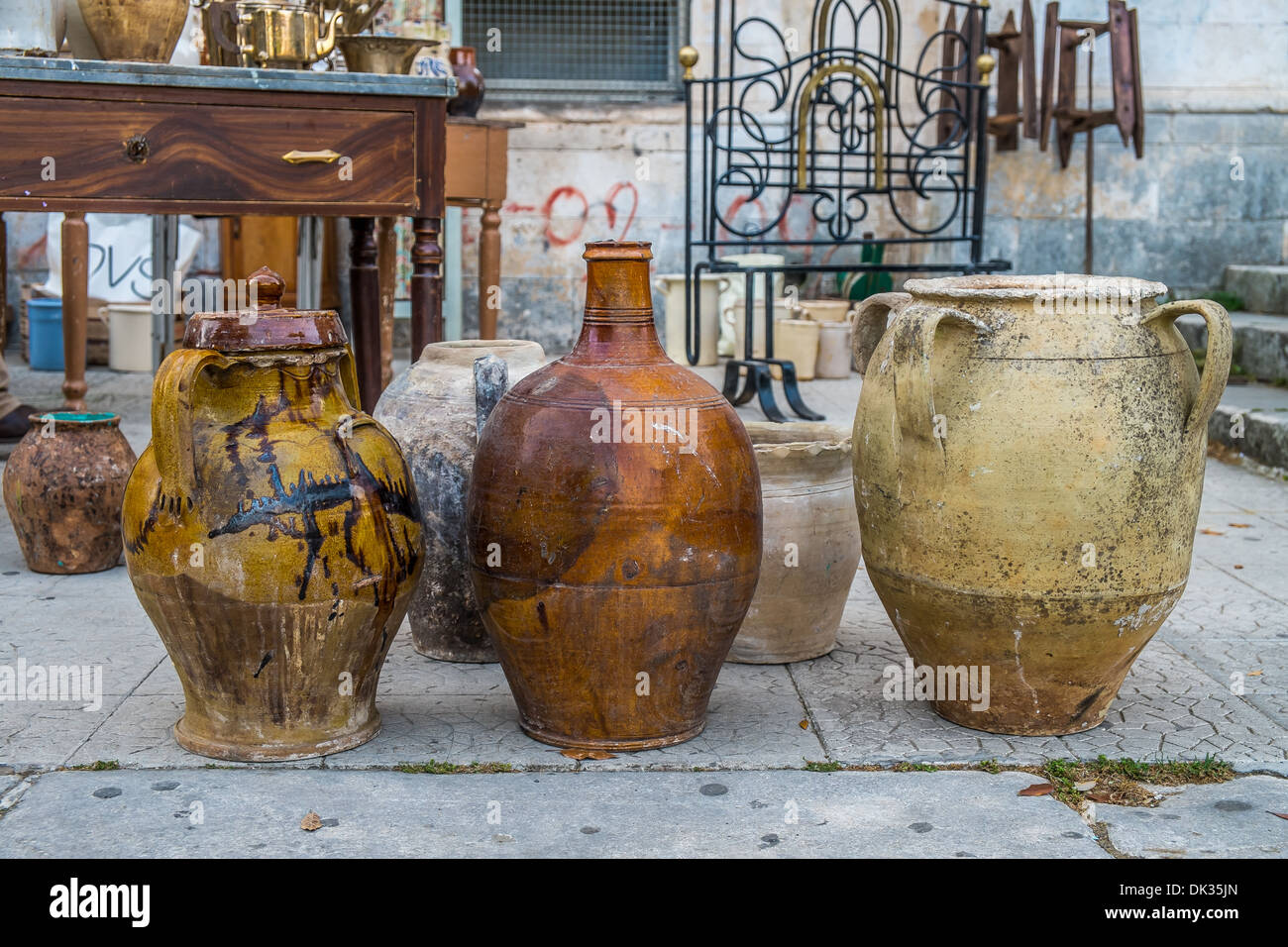 Old ceramic pots from the south of Italy Stock Photo - Alamy