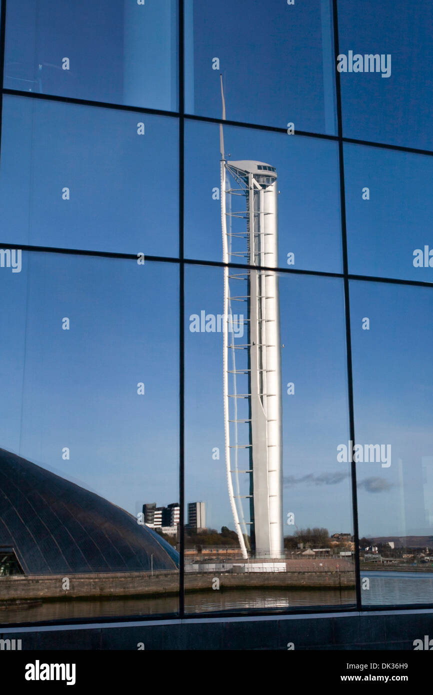 A reflection of the Tower/ the Needle, in the BIP Building Stock Photo ...