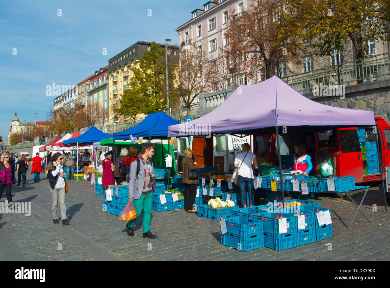 Na Naplavce farmers market, Naplavka embankment, Prague, Czech Republic ...