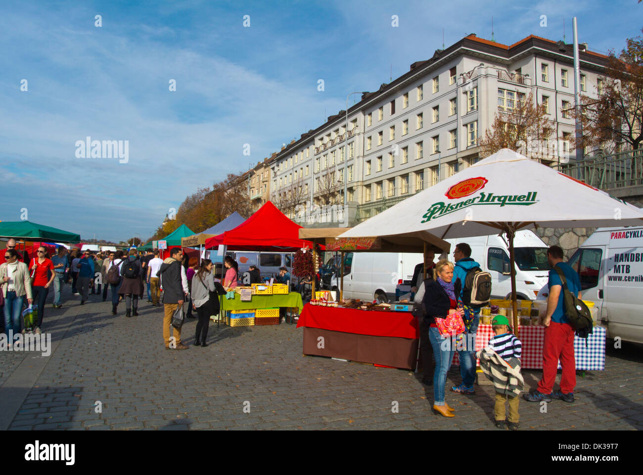 Na Naplavce farmers market, Naplavka embankment, Prague, Czech Republic ...
