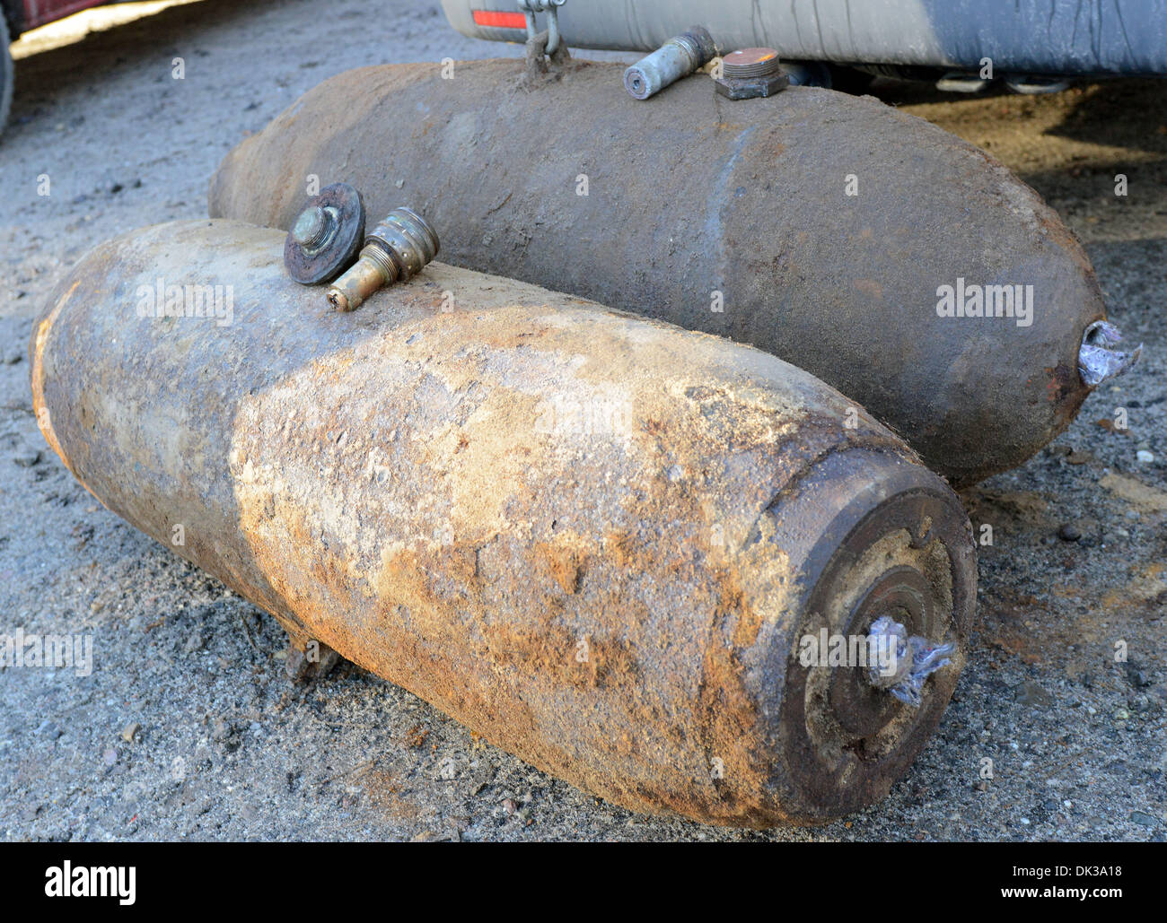 Potsdam, Germany. 02nd Dec, 2013. Fuses lie on two 250 kg bombs at the ...
