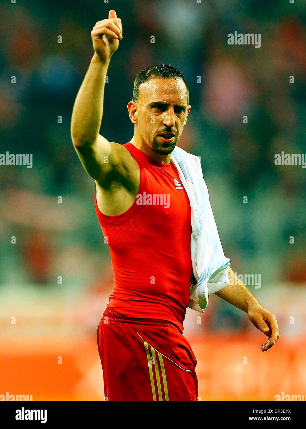 Franck Ribéry of team Bayern celebrates after pulling a victory in a ...