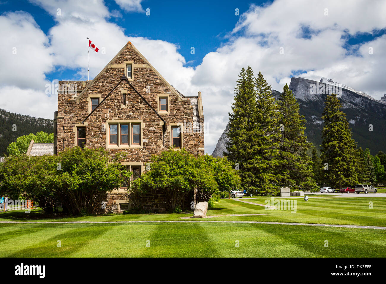 The Banff National Park headquarters building in Banff, Alberta, Canada ...