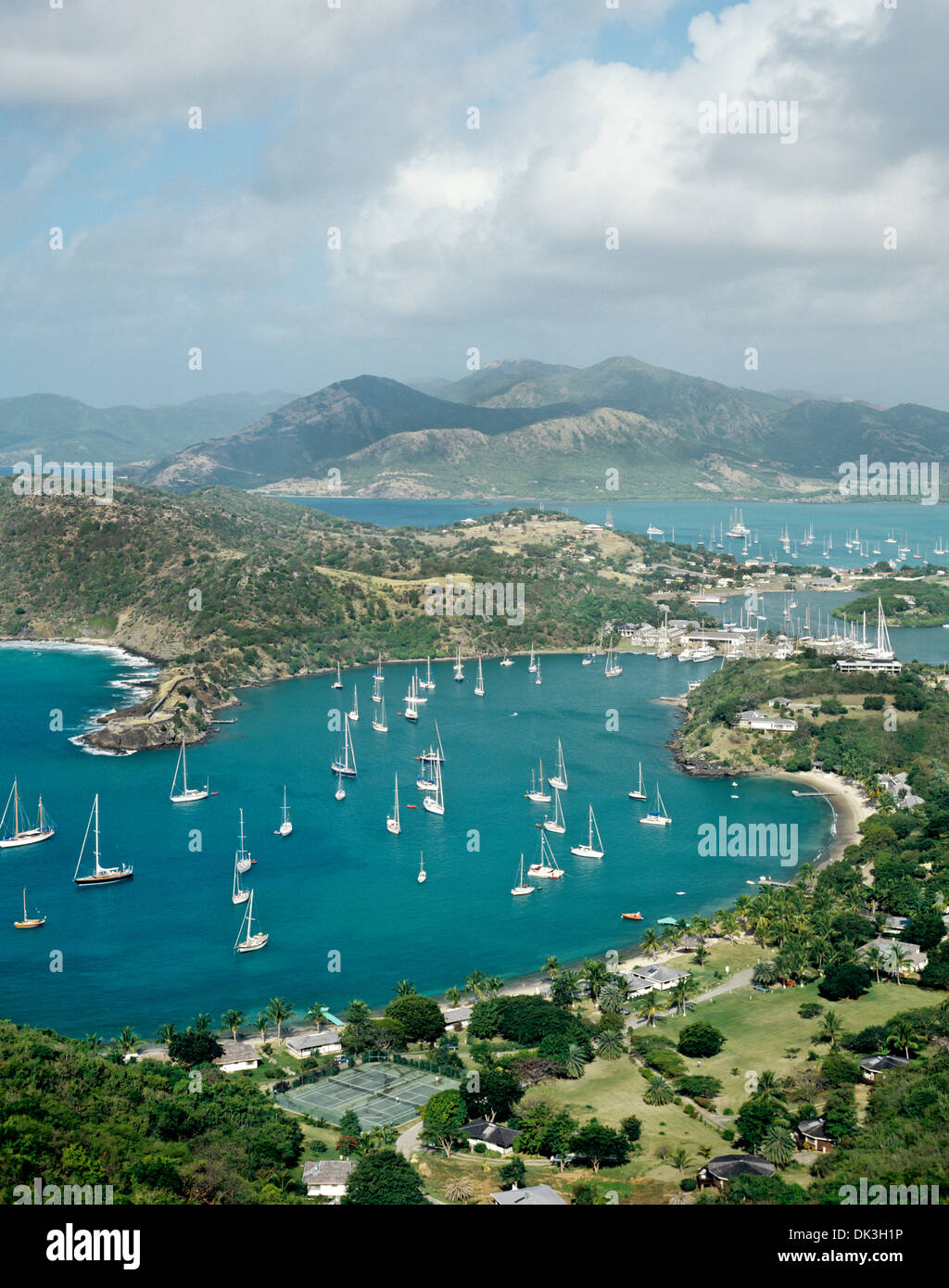Aerial view of English Harbour, Antigua, West Indies, Leeward Islands ...