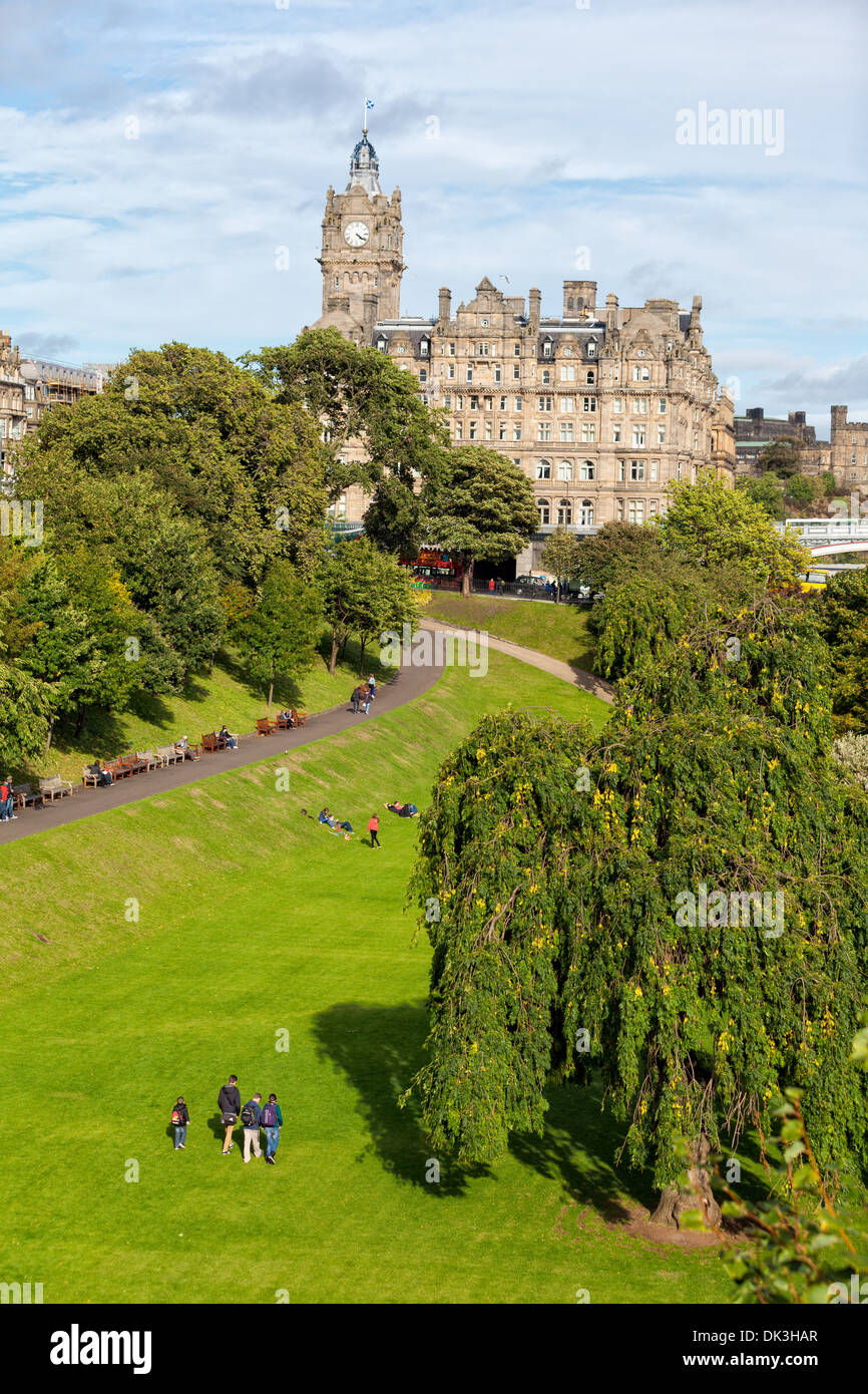 Princes Street Gardens with Balmoral Hotel, Edinburgh, Scotland Stock ...