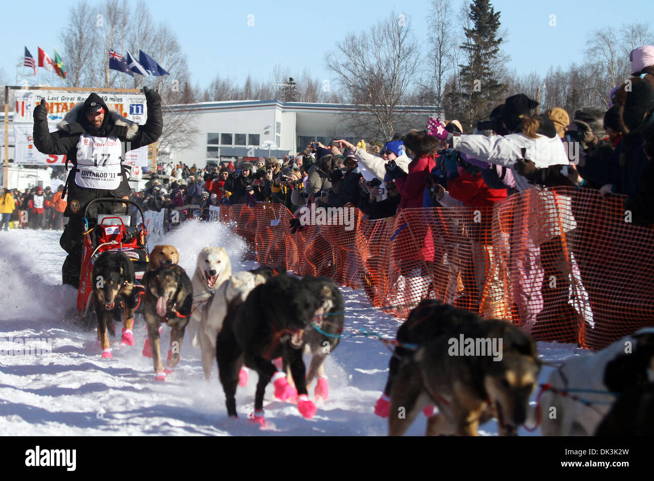 Lance mackey official iditarod start willow alaska hi-res stock ...
