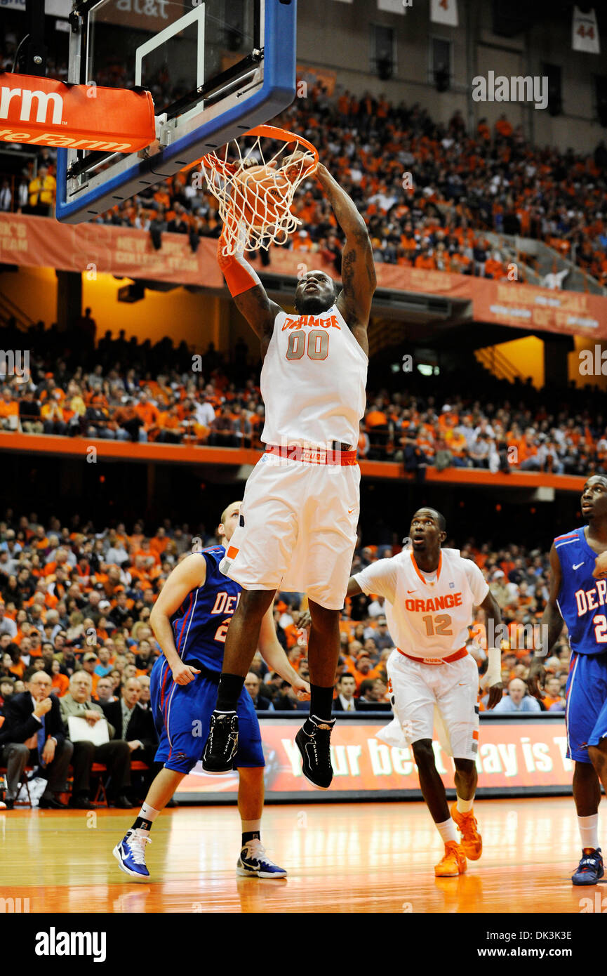 March 05, 2011: Syracuse Senior and forward Rick Jackson (#00) goes for ...