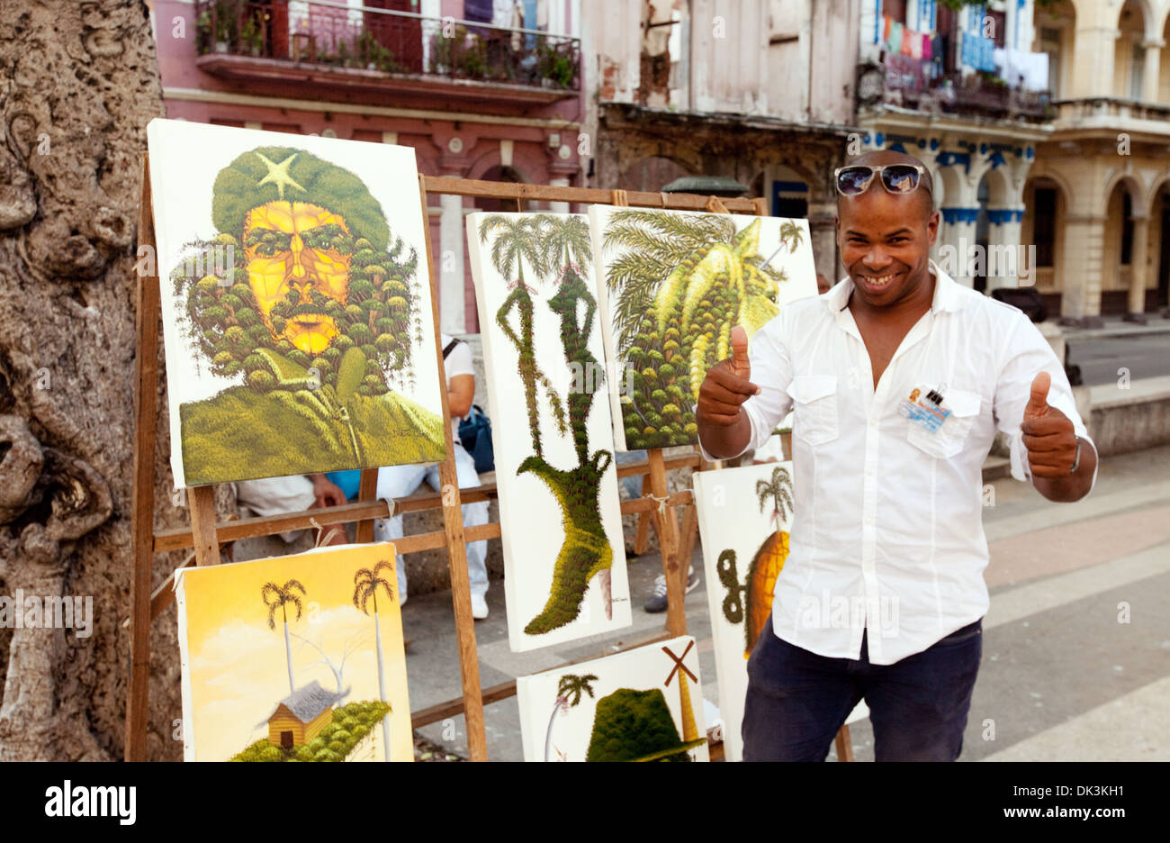 A cuban man selling pictures including one of Che Guevara, the Prado ...