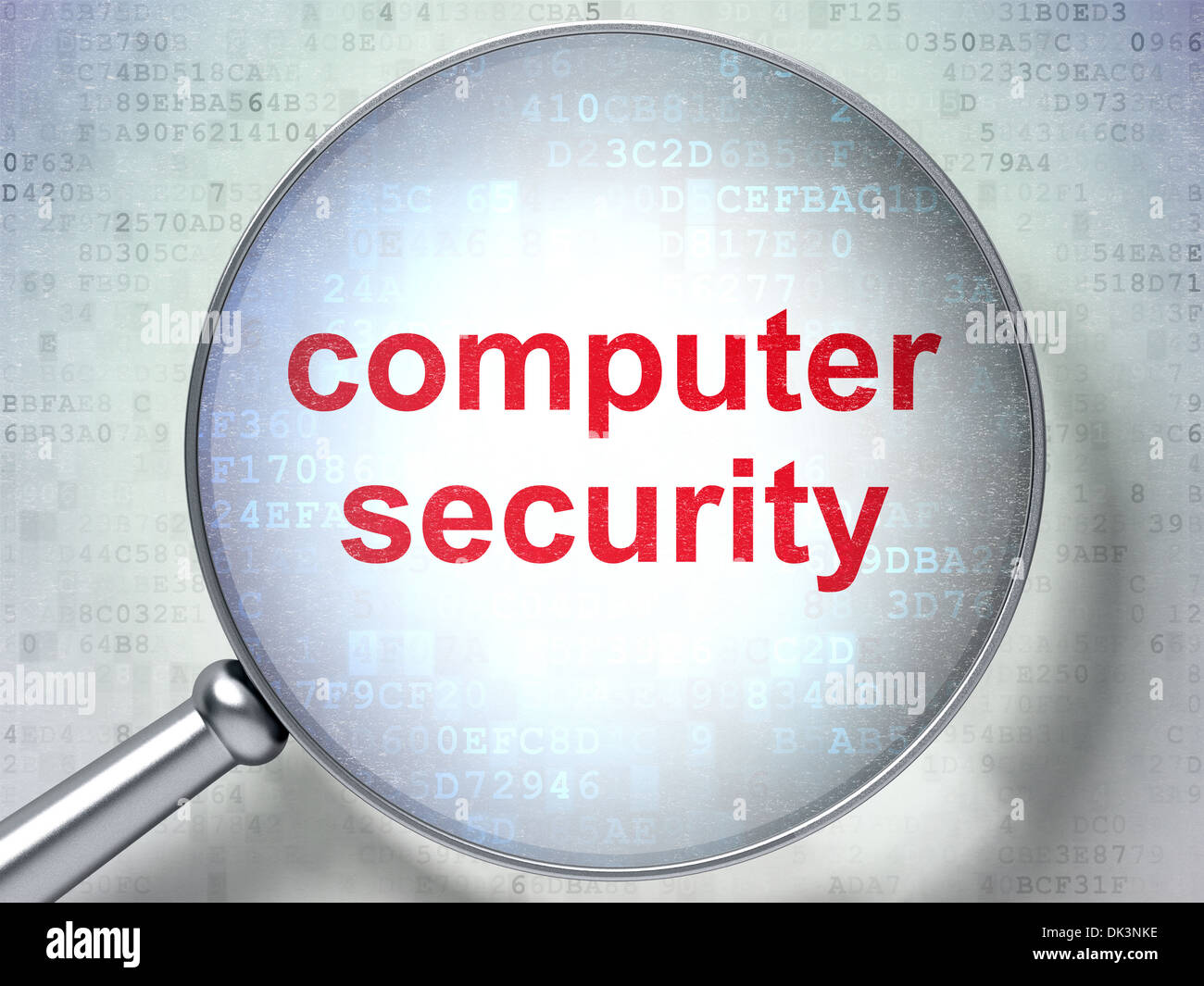 Protection concept: Computer Security with optical glass Stock Photo ...