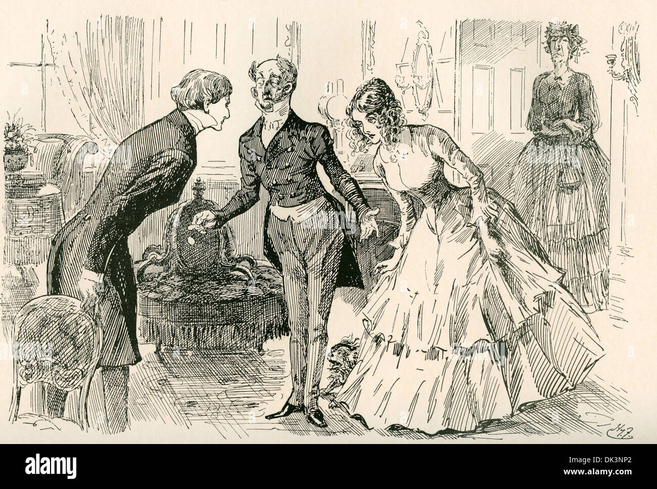 David Meets Dora and Miss Murdstone. Illustration by Harry Furniss for ...