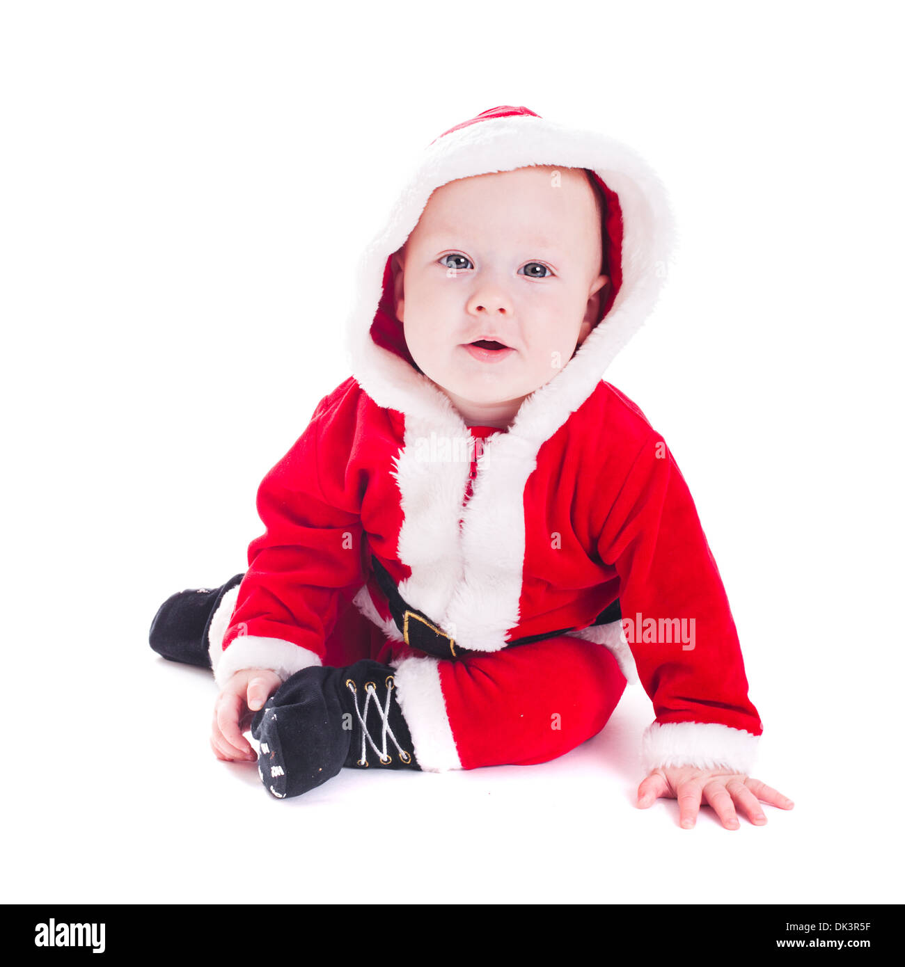 Little Santa boy isolated on white background Stock Photo - Alamy