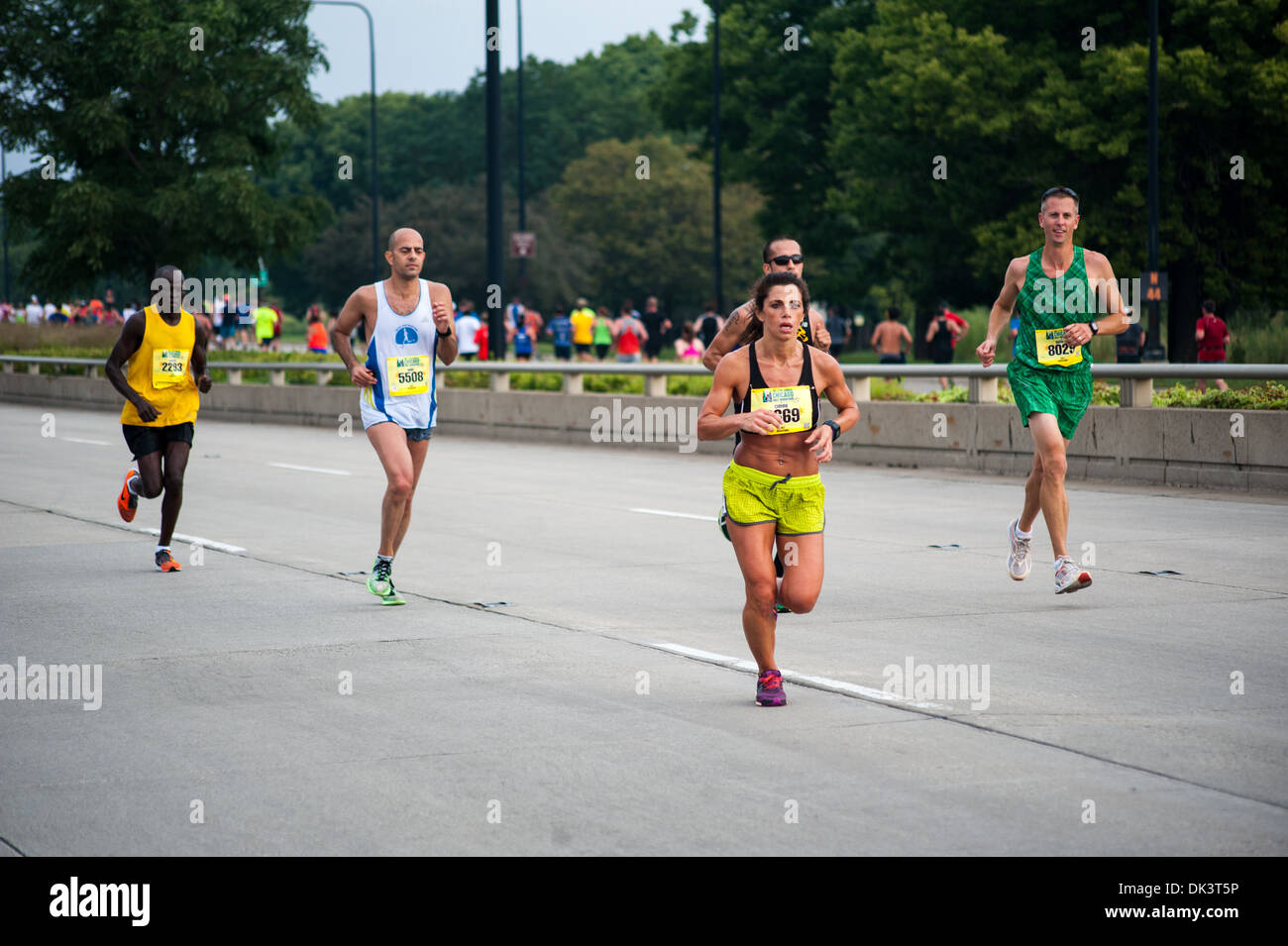 Participants in the Chicago Half Marathon run down South Lake Shore ...