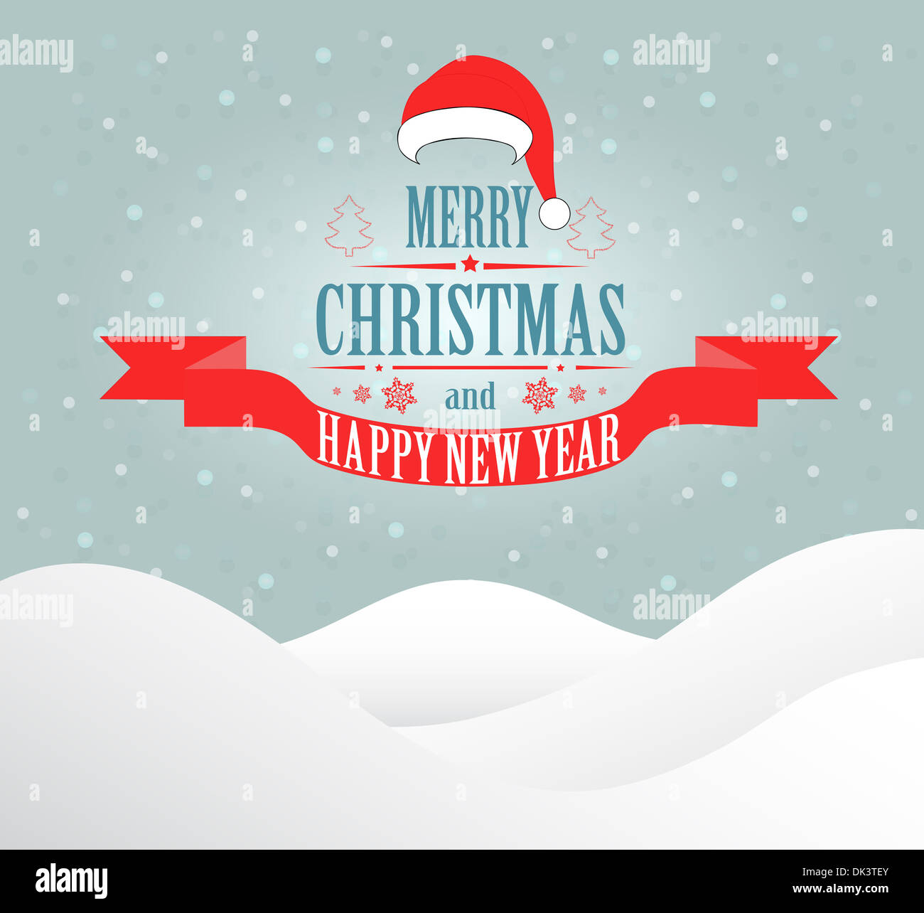 Merry Christmas greeting card Landscape with Santa Hat. Vector Stock ...