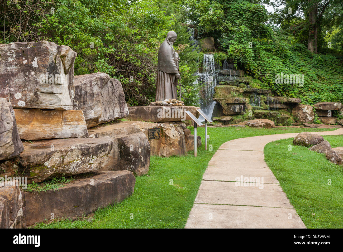 Sidewalk leads past Cold Water Falls, the largest man-made natural ...