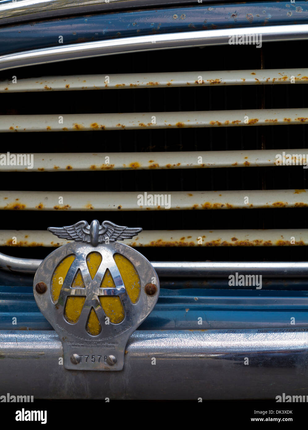 Detail of old British AA Automobile Association metal badge on the ...
