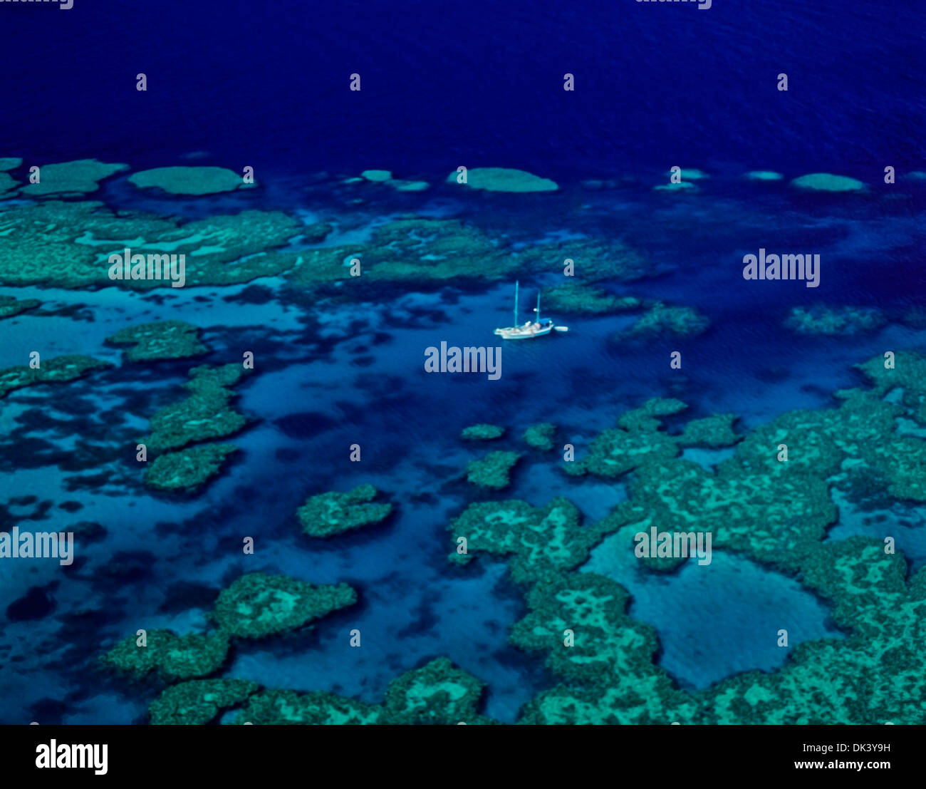 Aerial view of the Great Barrier Reef, Queensland, Australia Stock ...