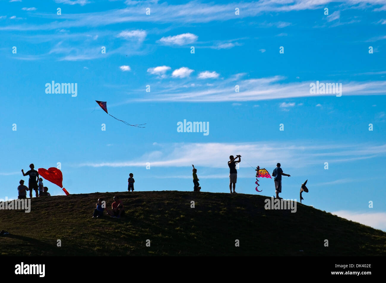 Panorama with Kites Flying in Gas Works Park, Seattle, state of ...