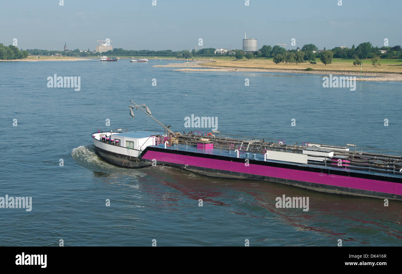industrial ship on the Rhine at Dusseldorf, Germany Stock Photo - Alamy