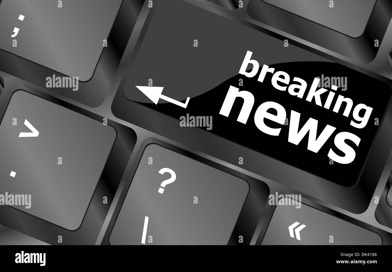 breaking news button on computer keyboard pc key Stock Photo - Alamy