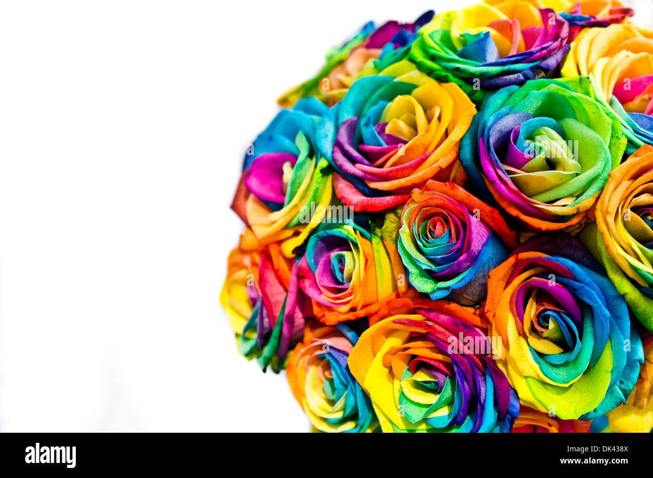 Bridal bouquet with rainbow roses Stock Photo - Alamy