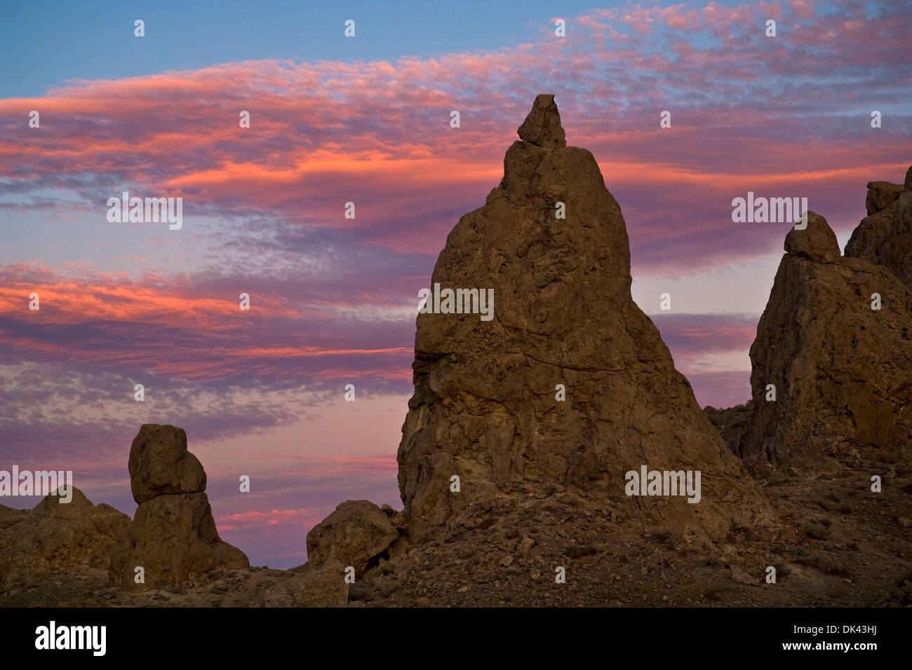 Evening clouds over Tufa rock formations at the Trona Pinnacles ...