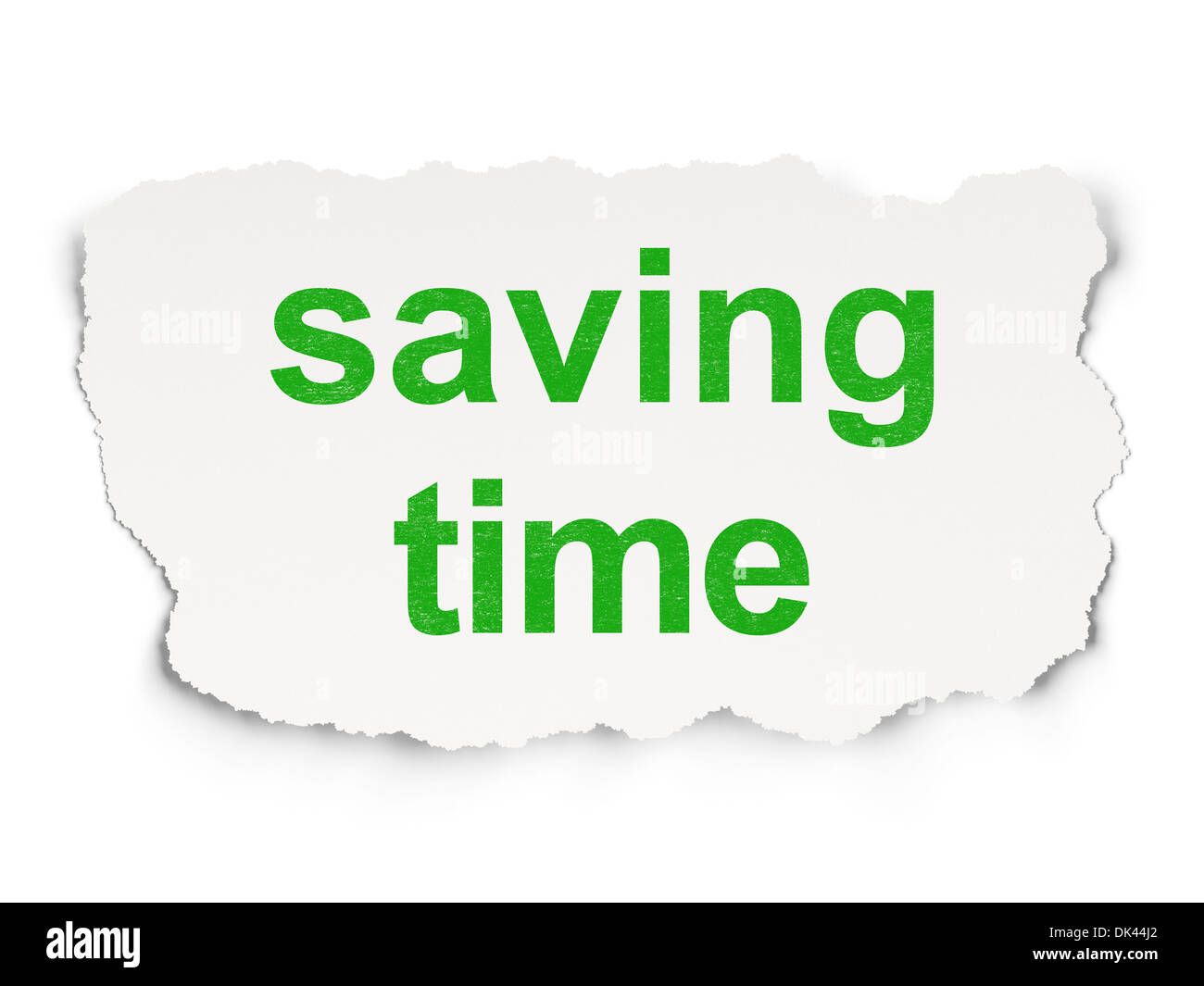 Time concept: torn paper with words Saving Time on Paper background, 3d ...
