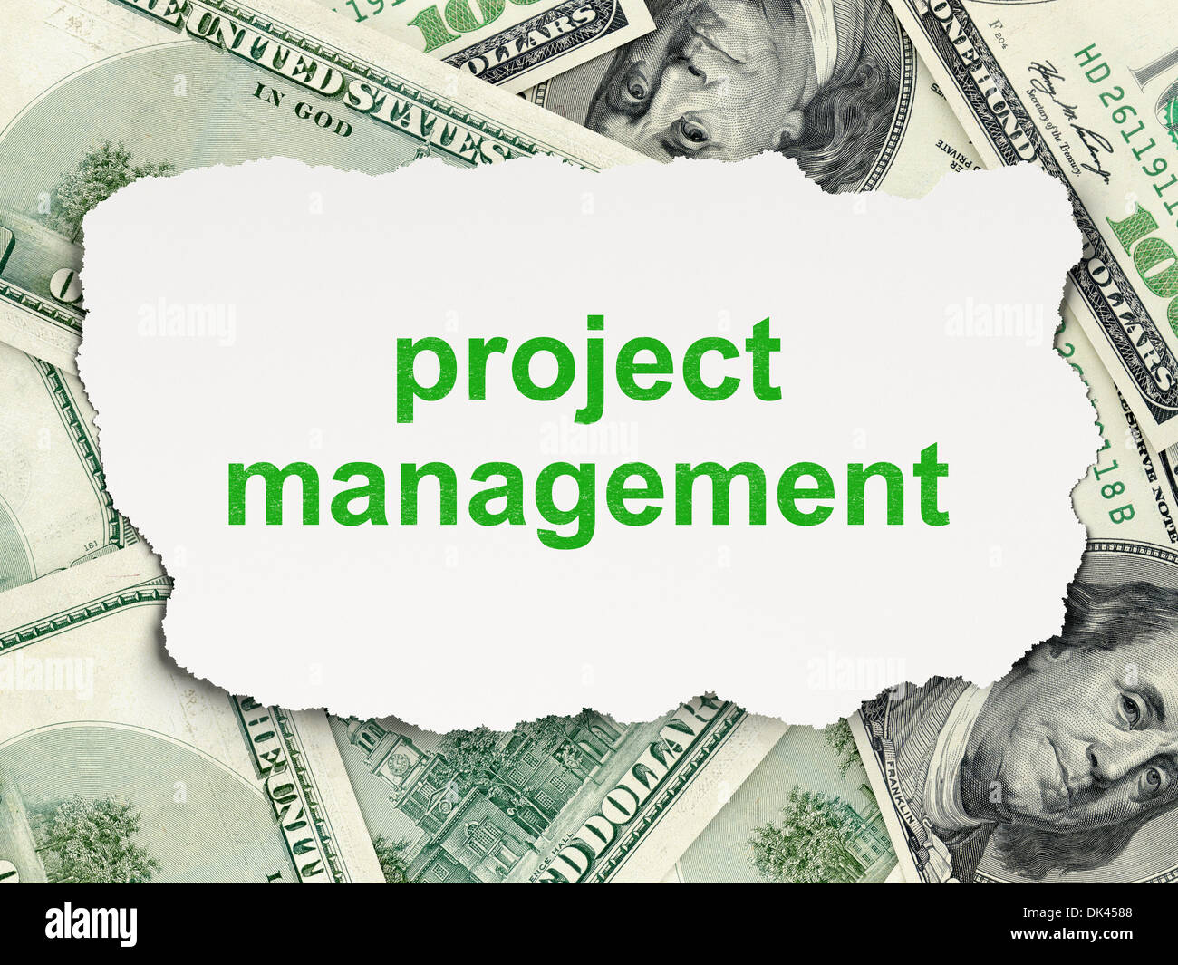 Business concept: Project Management on Money background Stock Photo ...