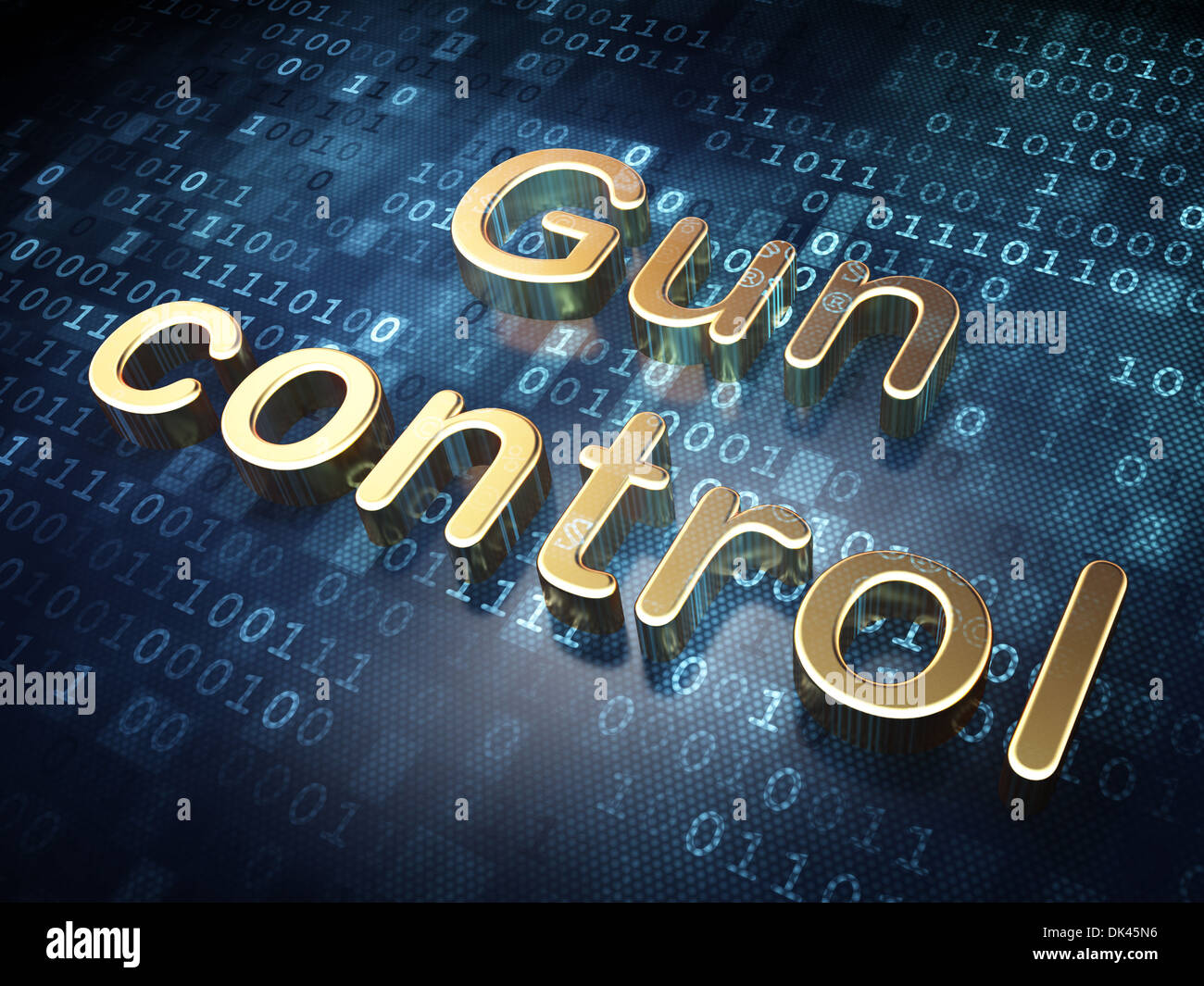 Protection concept: Golden Gun Control on digital background Stock ...