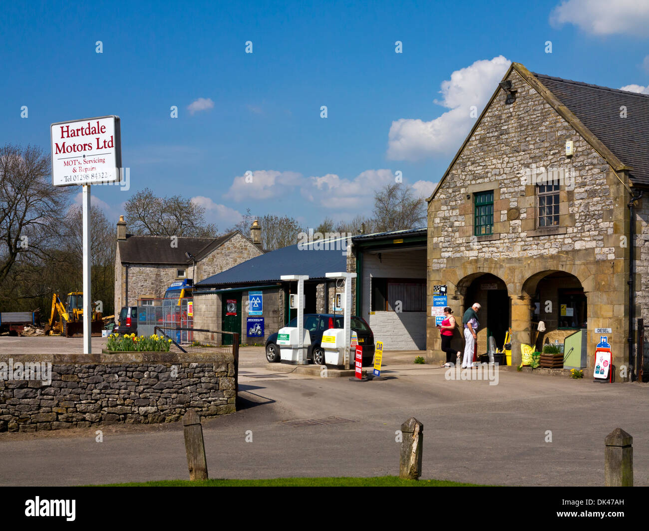 Rural petrol station in Hartington a village in the Peak District ...