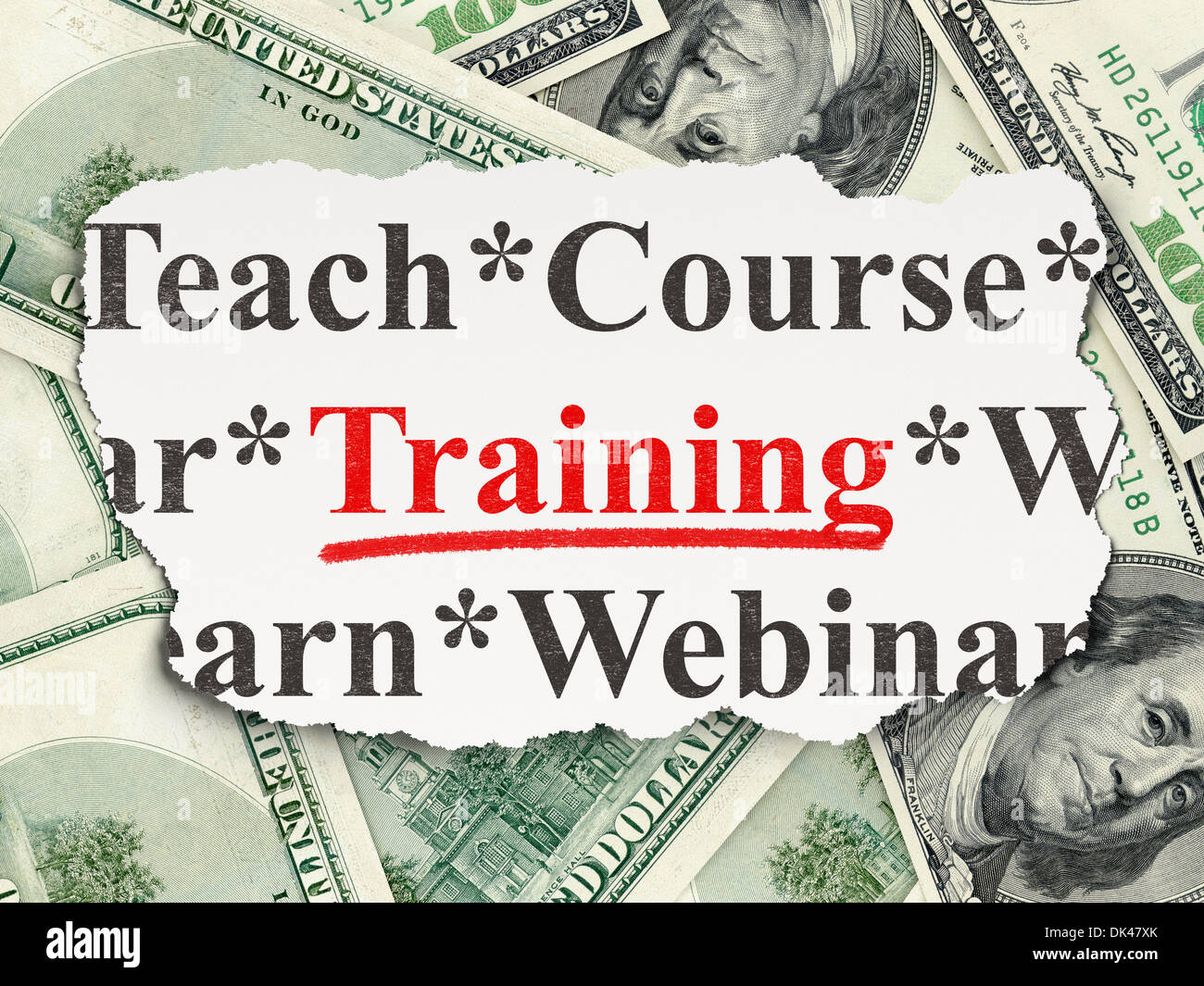Education concept: Training on Money background Stock Photo - Alamy