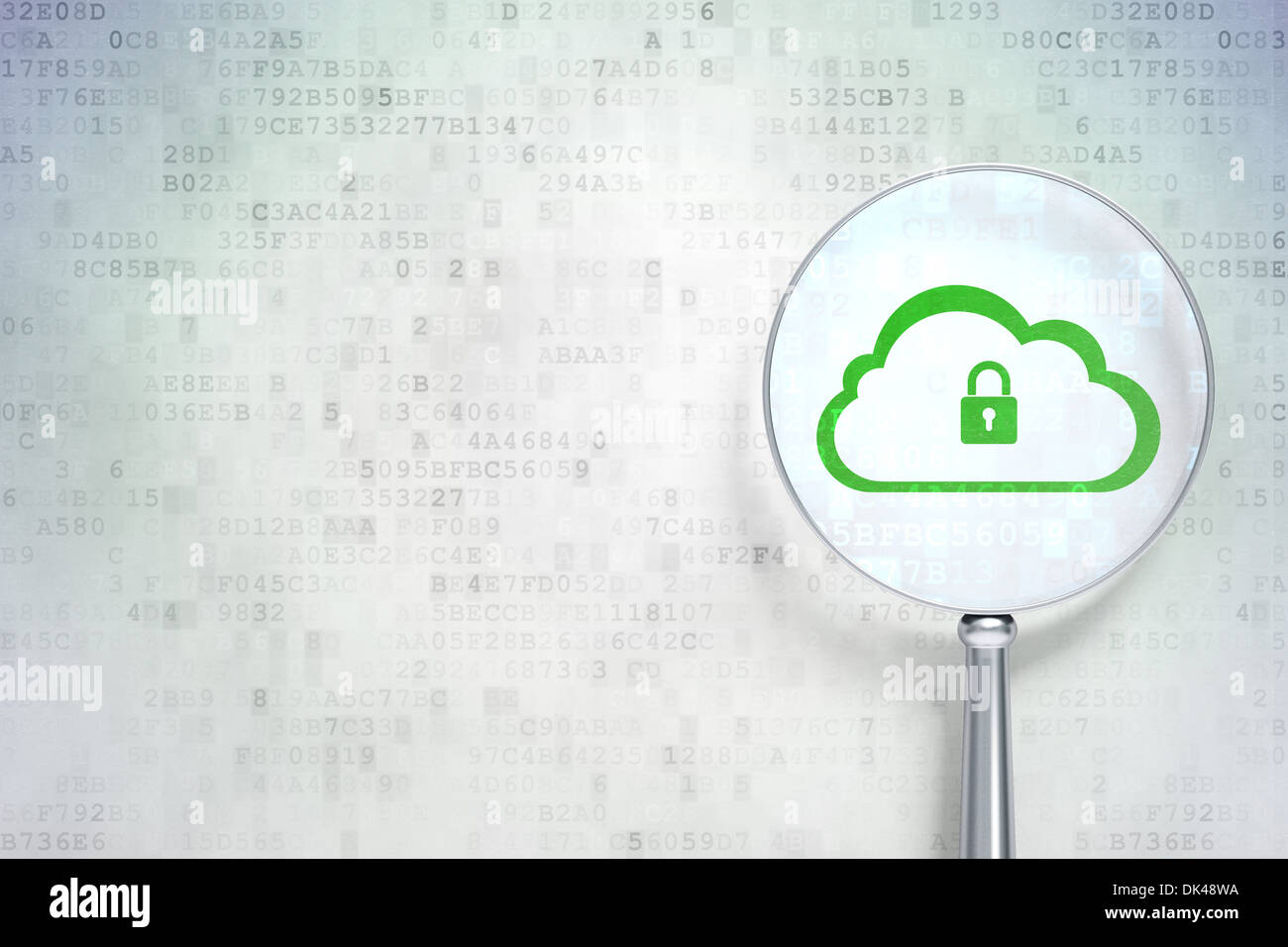 Cloud computing concept: Cloud With Padlock with optical glass Stock ...