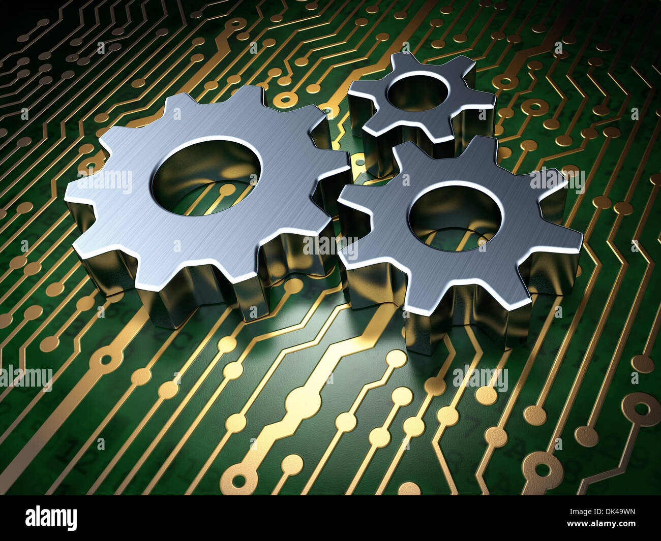 Business concept: Gears on circuit board background Stock Photo - Alamy