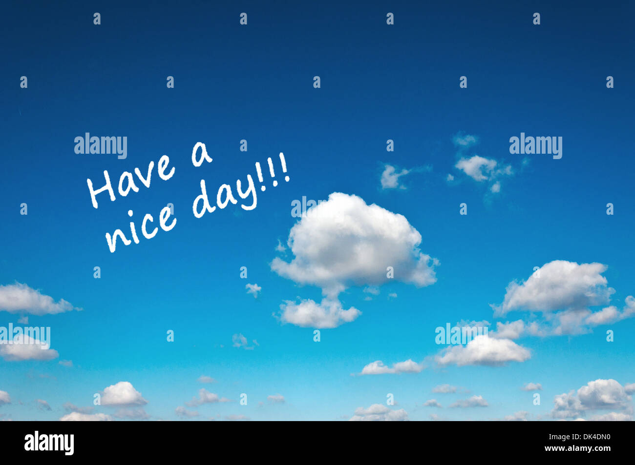 Have a nice day clouds on the clear blue sky Stock Photo - Alamy