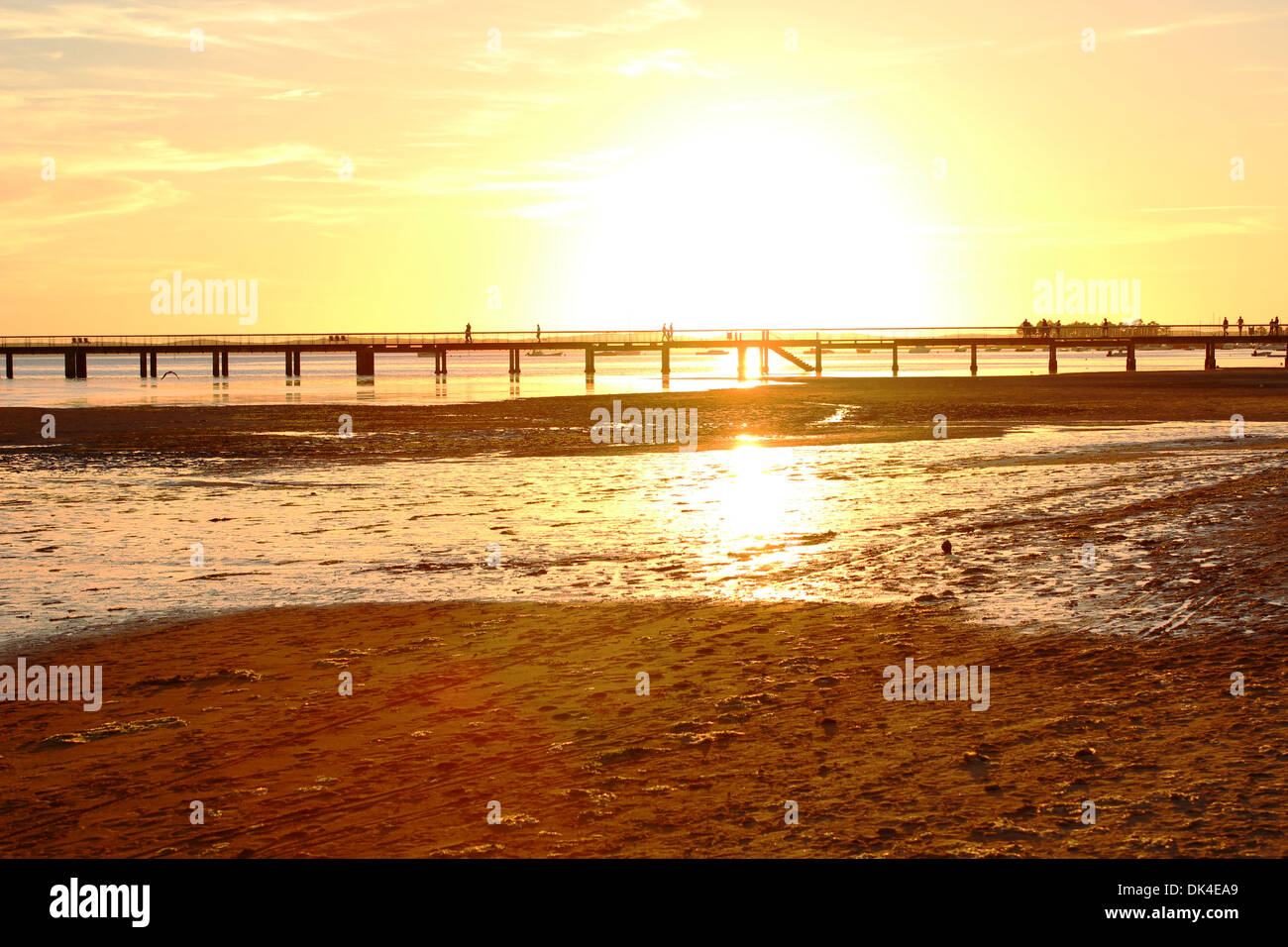Sunset at a beach in France Stock Photo - Alamy