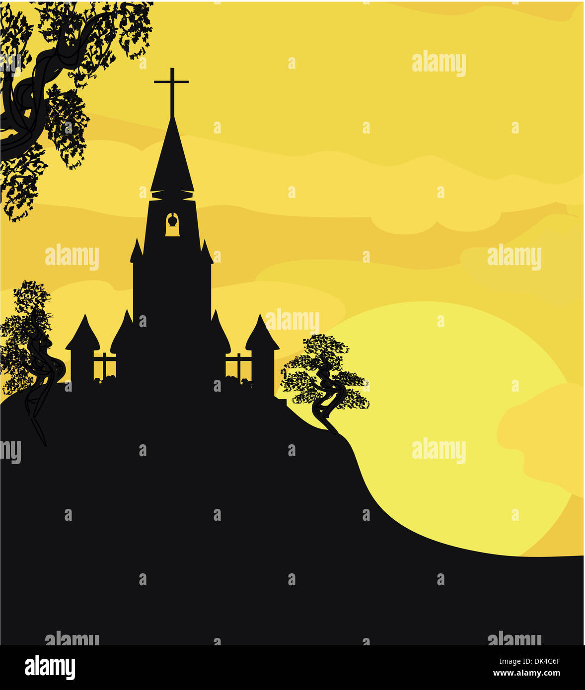 Silhouette old church vector hi-res stock photography and images - Alamy