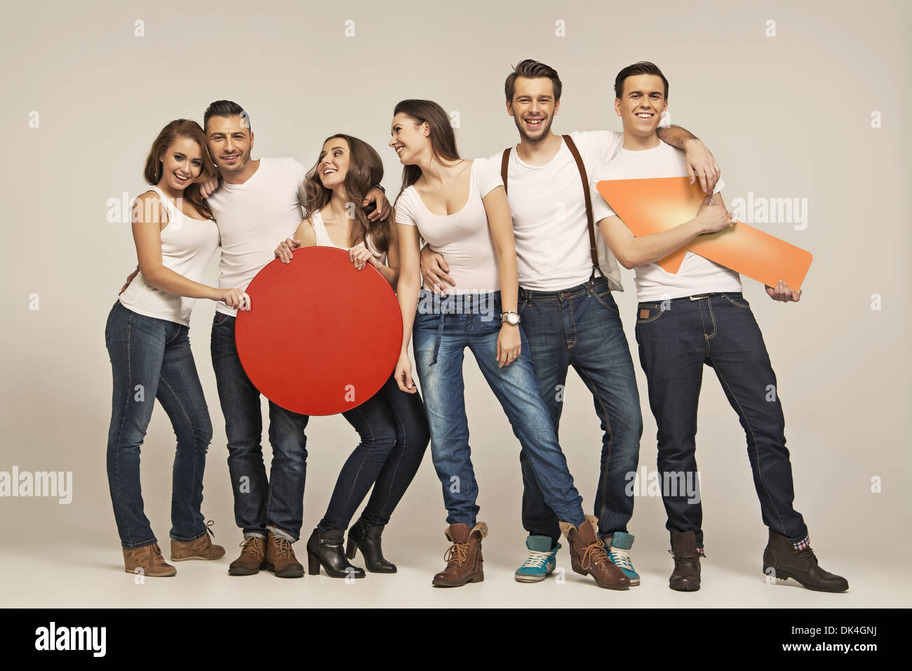 Fashionable photo of young smart friends Stock Photo - Alamy