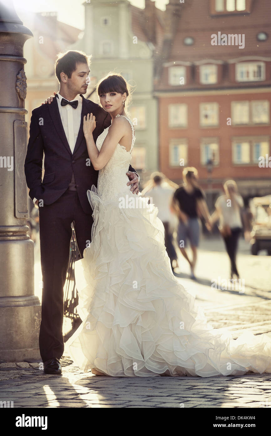 Young happy marriage couple in the old town Stock Photo - Alamy