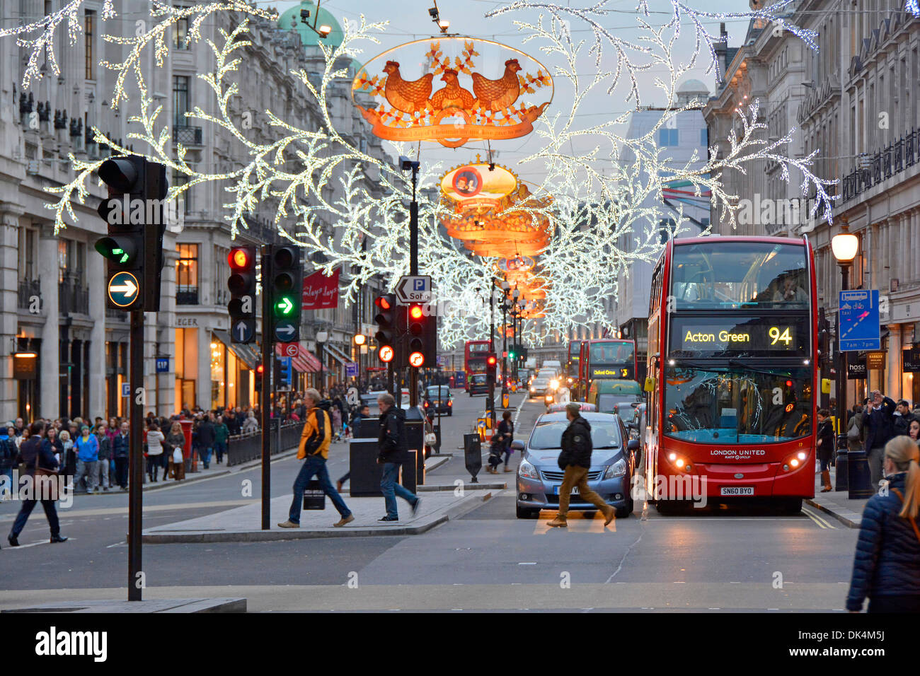 Grey December winter aftenoon for Christmas shoppers in Regent Street ...
