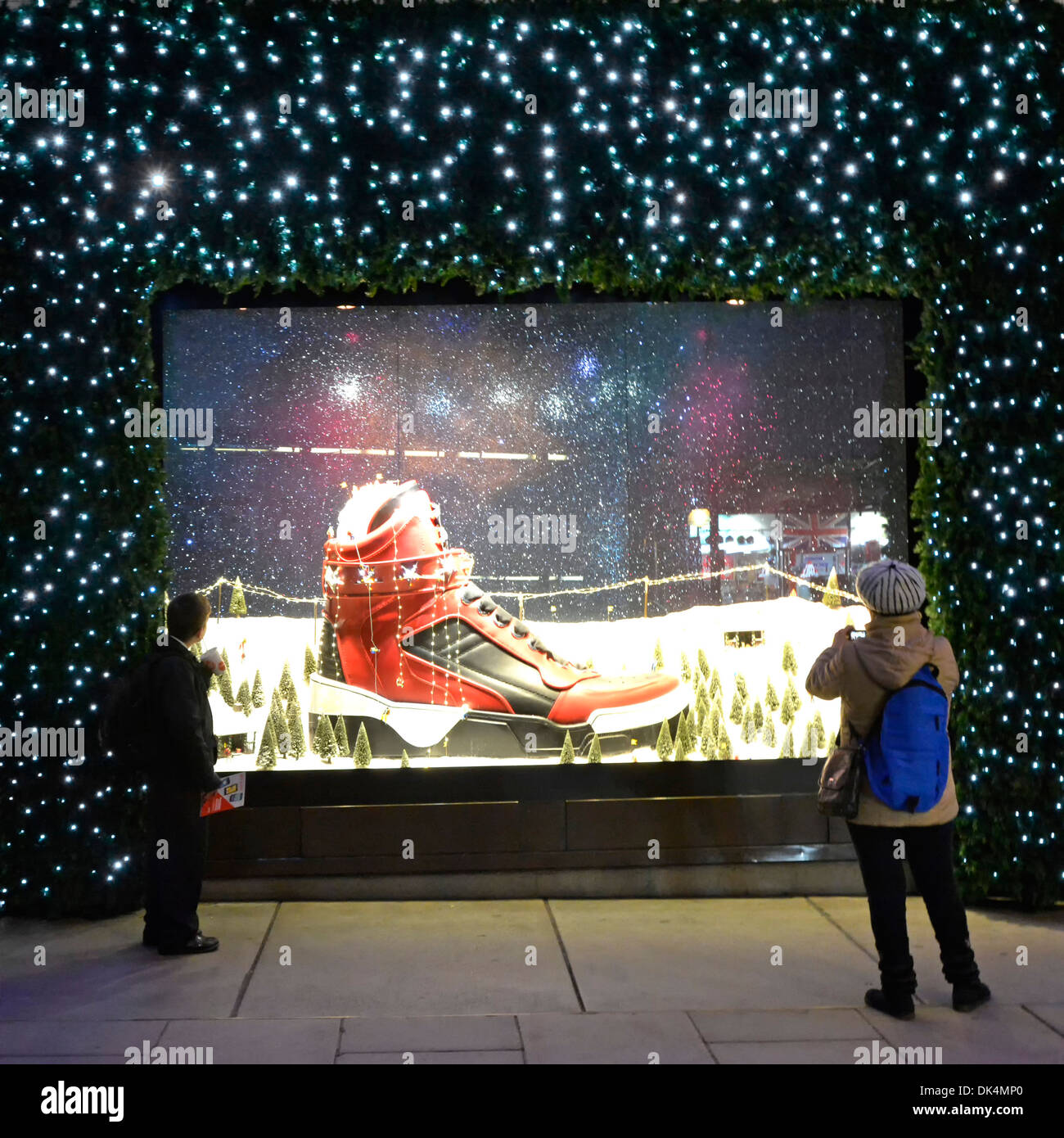 Selfridges Christmas shop window display at night Stock Photo - Alamy