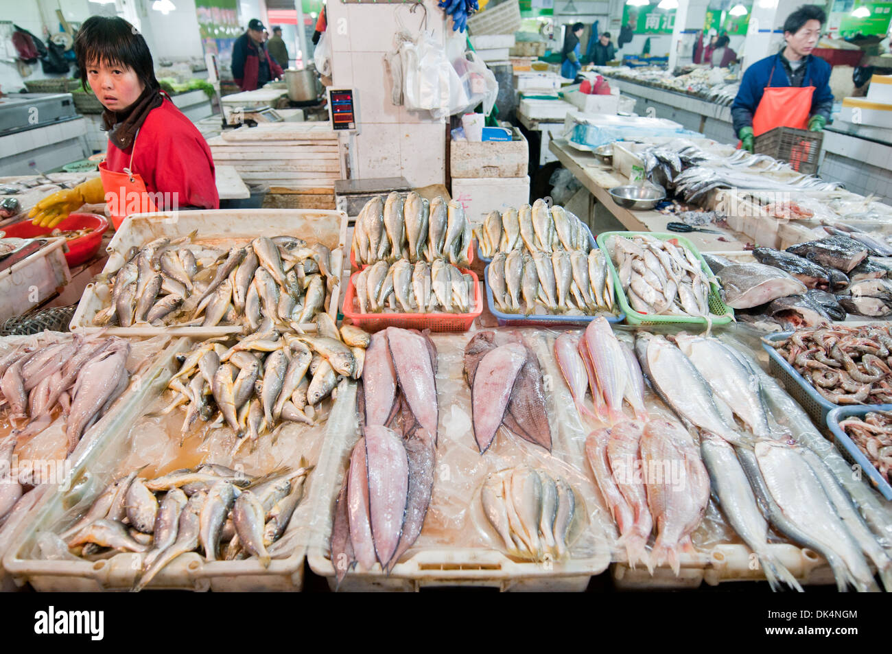 seafood stand at food market in Old Town (Nanshi), Shanghai, China ...