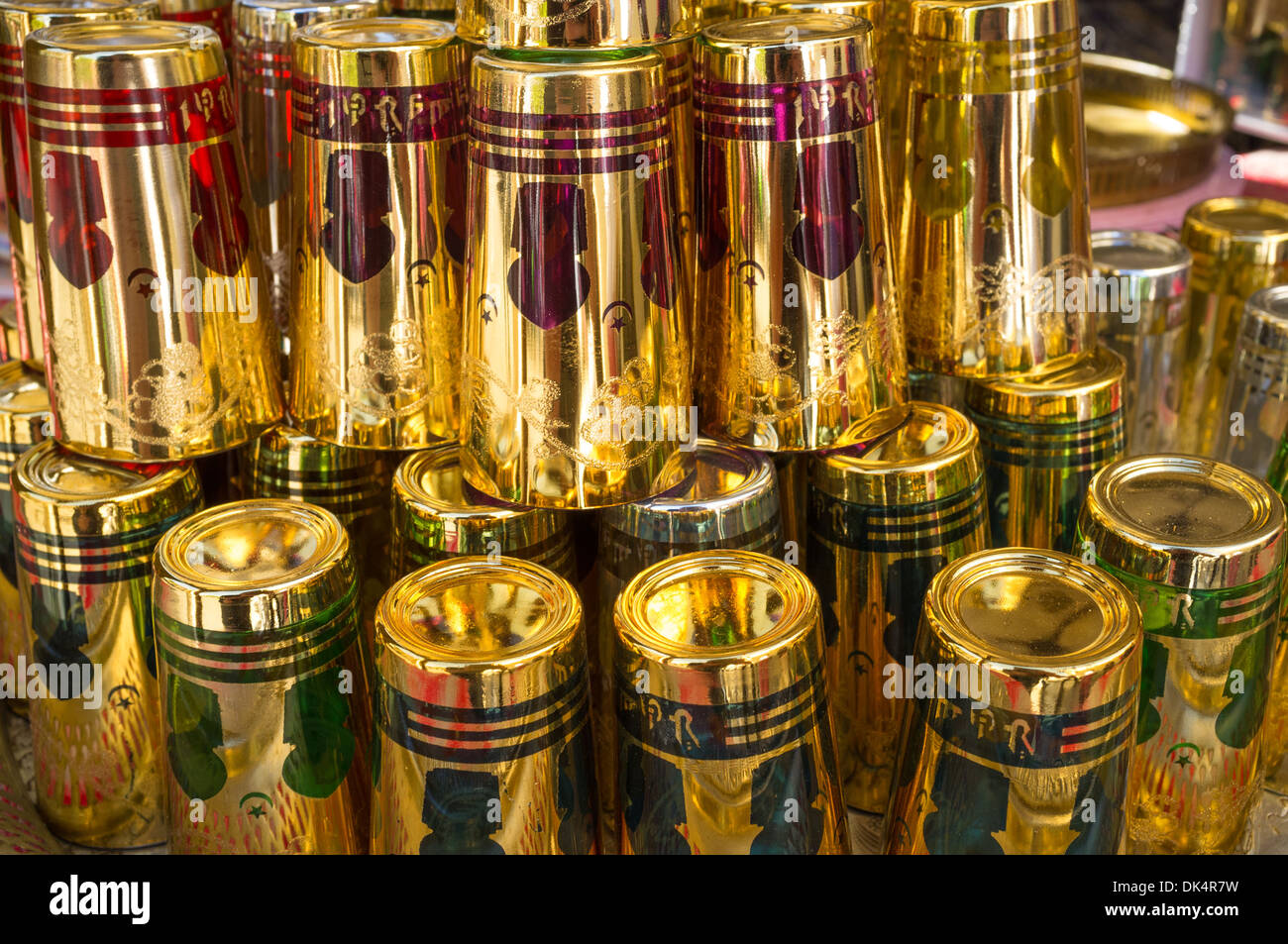 Full frame take of traditional Arabic tea glasses Stock Photo - Alamy