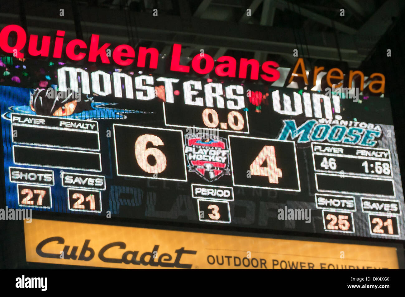 Apr. 16, 2011 - Cleveland, Ohio, U.S - The scoreboard tells the story ...