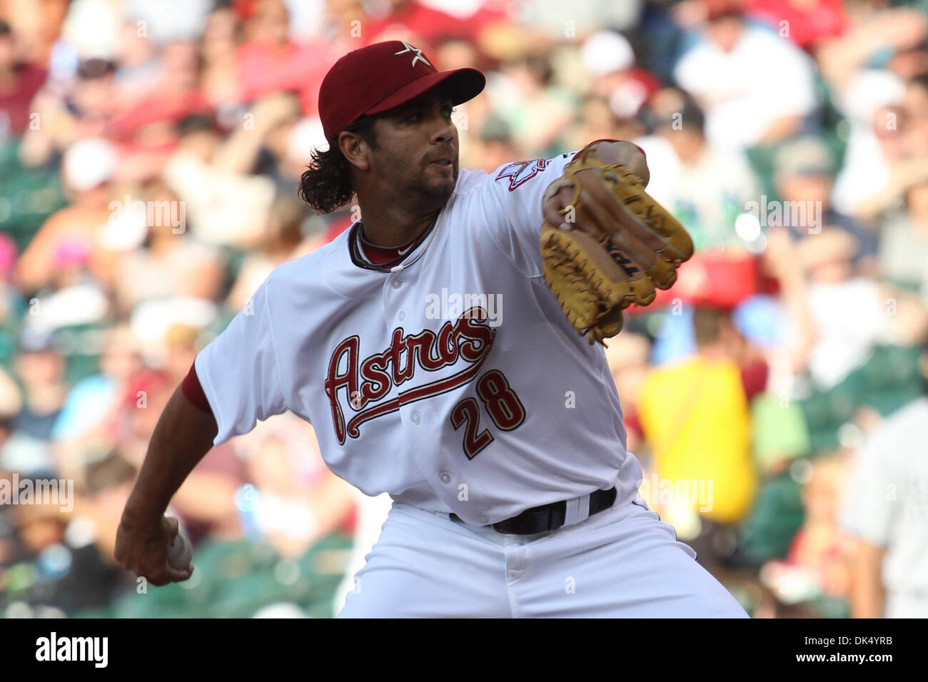 Apr. 16, 2011 - Houston, Texas, U.S - Houston Astros Pitcher Nelson Figueroa (28) pitching in ...