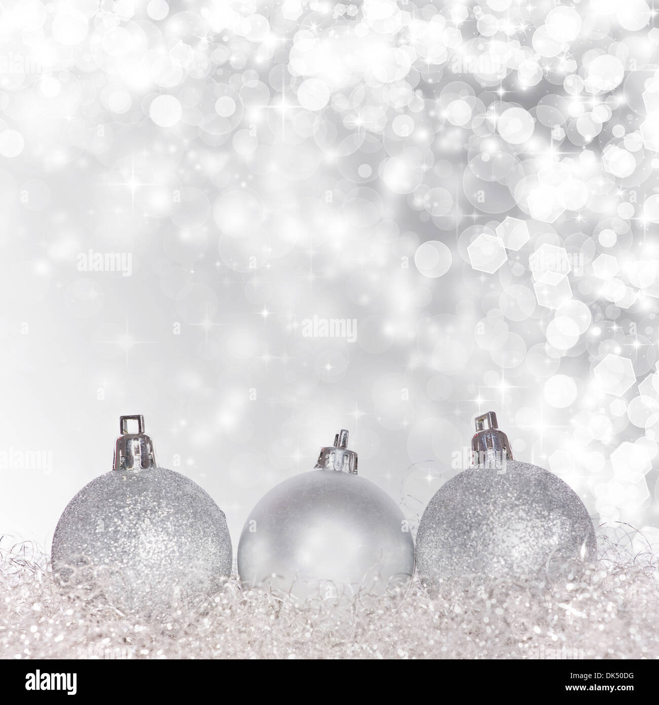 Christmas decorations on silver background Stock Photo - Alamy